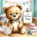 Adorable Teddy Bear, Welcome Baby Sign, Use for Cards, Wall Art ...