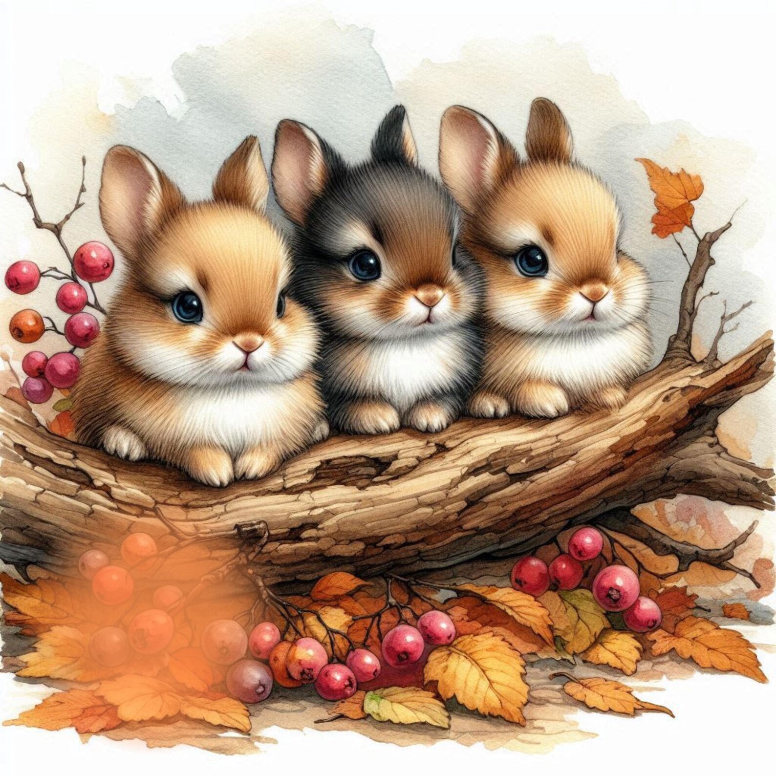 Adorable Autumn Bunnies, Use for Cards, Nursery Wall Art, Apparel ...