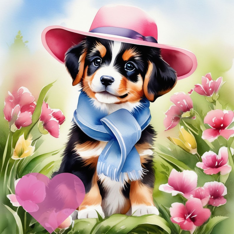 Puppy Love, Precious Puppy Clipart, Use for Cards, Wall Art, Apparel ...