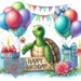 Cute Happy Birthday Turtles, Use for Nursery or Kid's Room, Apparel ...
