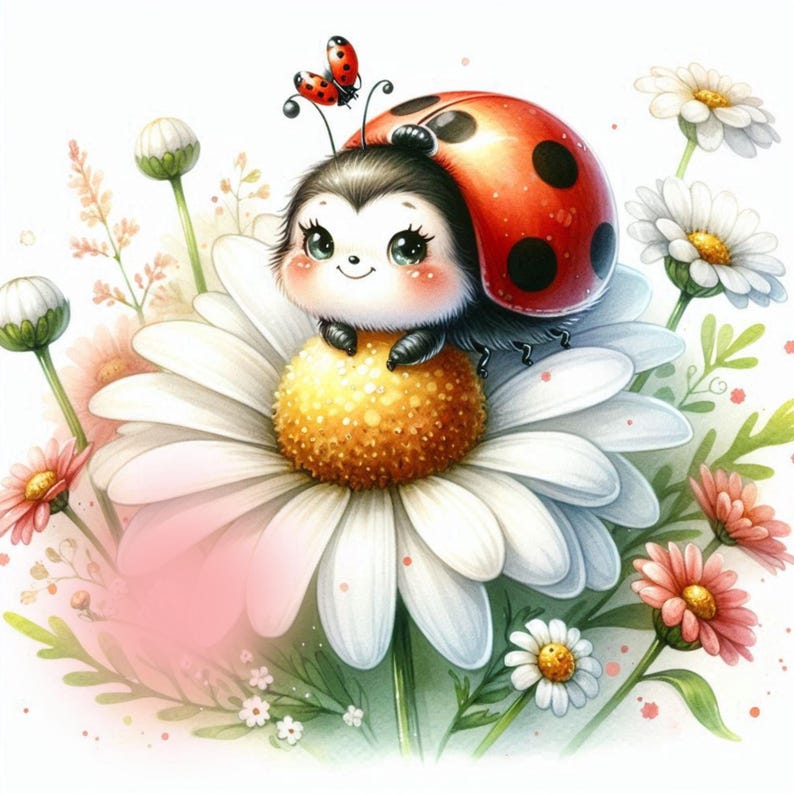 Fun Summer Lady Bugs, Use for Cards, Wall Art, Apparel, Scrapbooks ...