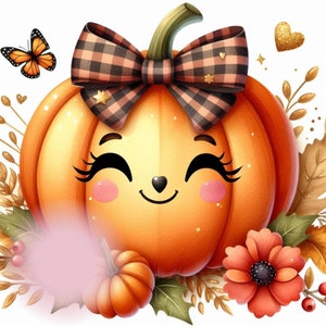 Adorable Autumn Pumpkins, Use for Cards, Wall Art, Apparel, Scrapbooks ...