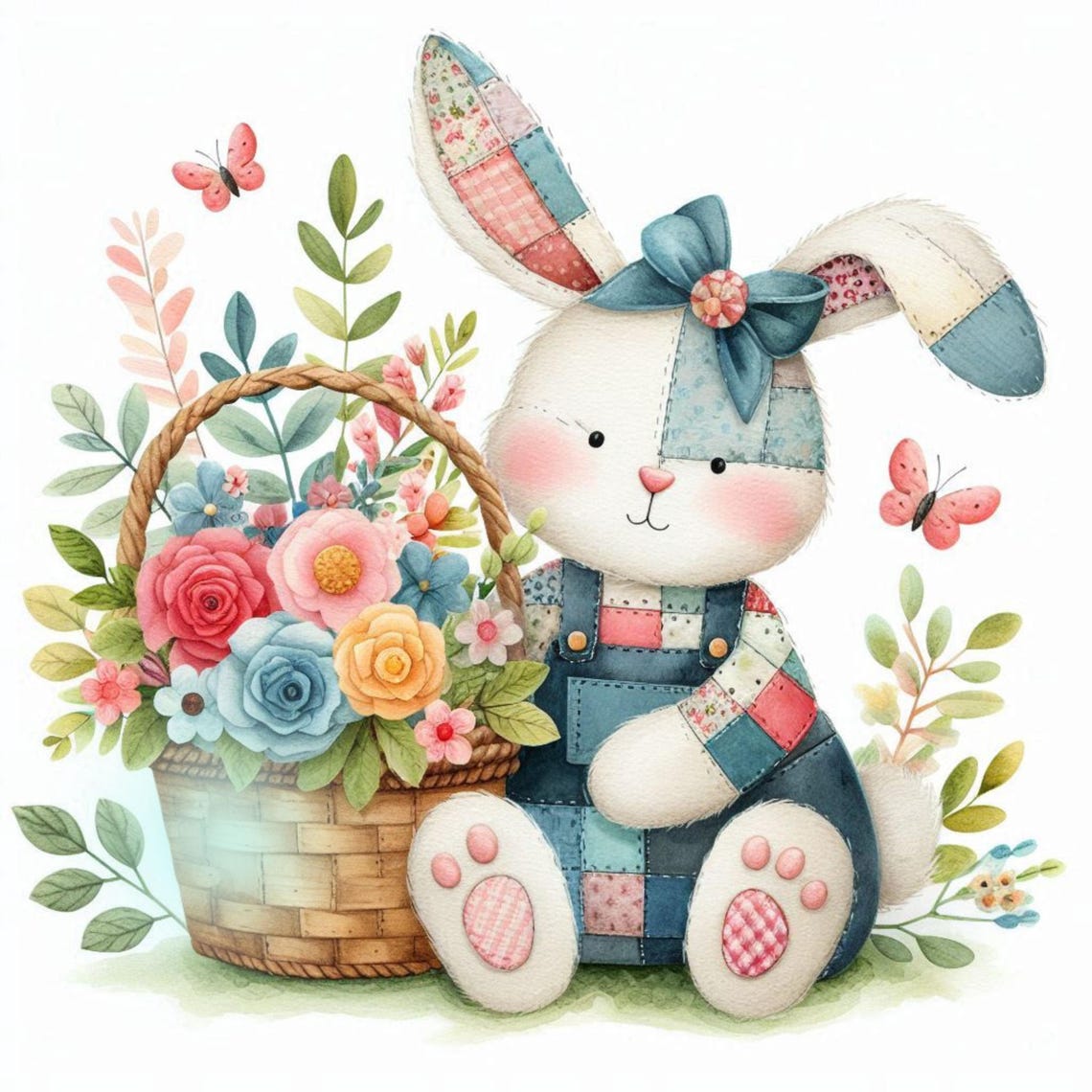 Adorable Patchwork Bunnies, Use for Cards, Nursery Wall Art, Apparel ...