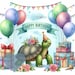 Cute Happy Birthday Turtles, Use for Nursery or Kid's Room, Apparel ...