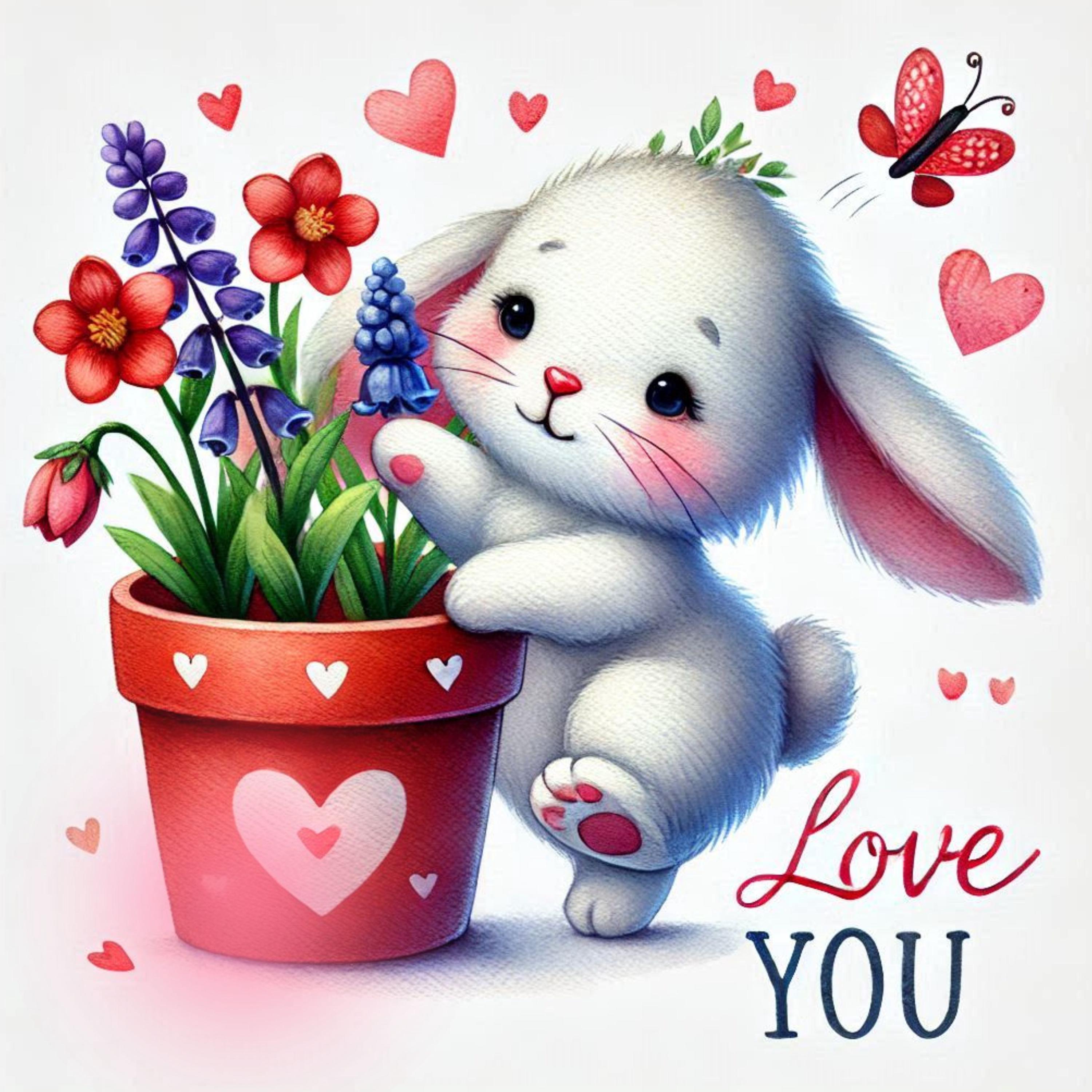 20 Adorable Rabbit Valentines, Love, Wall Art, Apparel, Tiles, Canvases ...