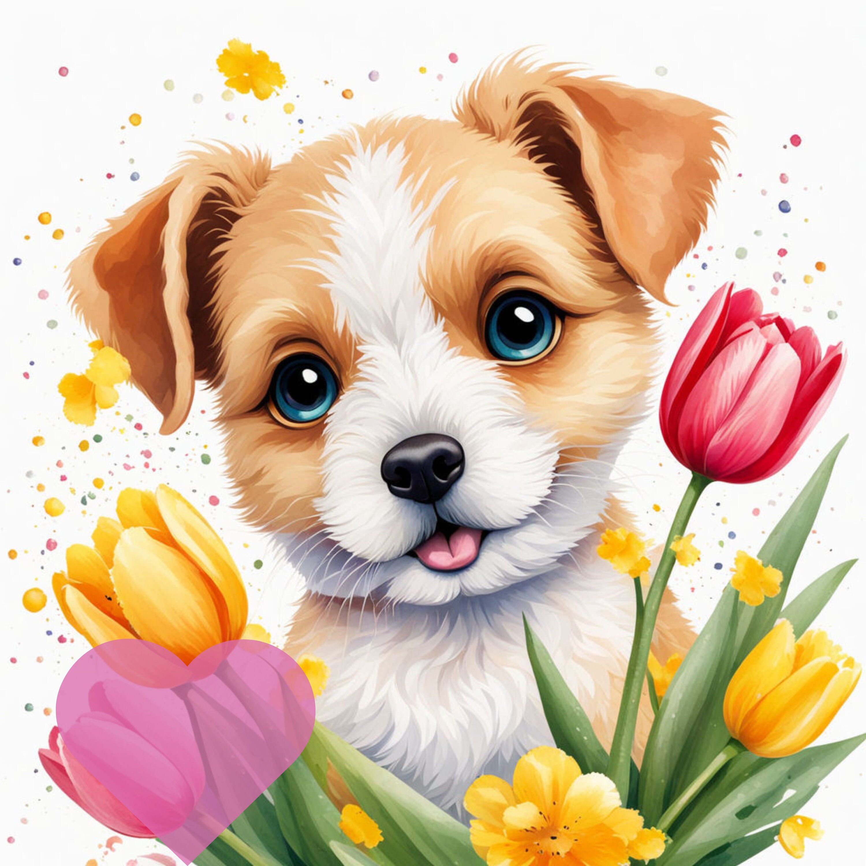 Puppy Love, Precious Puppy Clipart, Use for Cards, Wall Art, Apparel ...