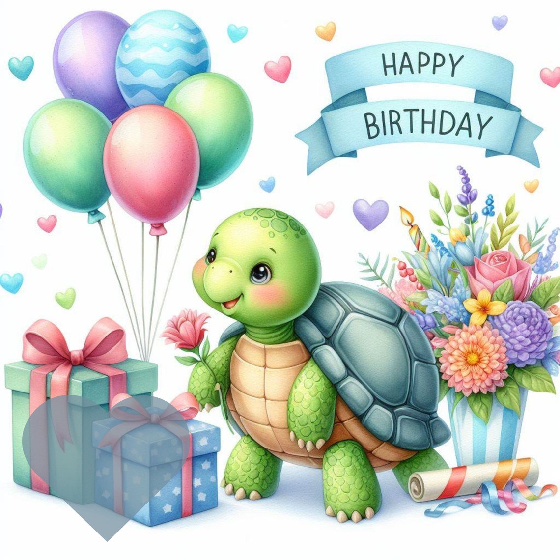 Cute Happy Birthday Turtles, Use for Nursery or Kid's Room, Apparel ...