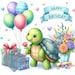 Cute Happy Birthday Turtles, Use for Nursery or Kid's Room, Apparel ...