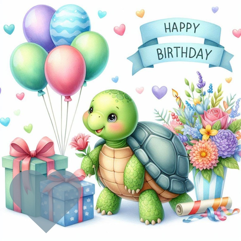 Cute Happy Birthday Turtles, Use for Nursery or Kid's Room, Apparel ...