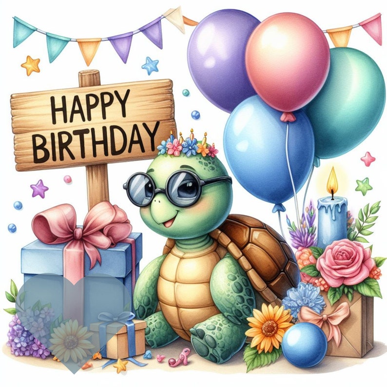 Cute Happy Birthday Turtles, Use for Nursery or Kid's Room, Apparel ...