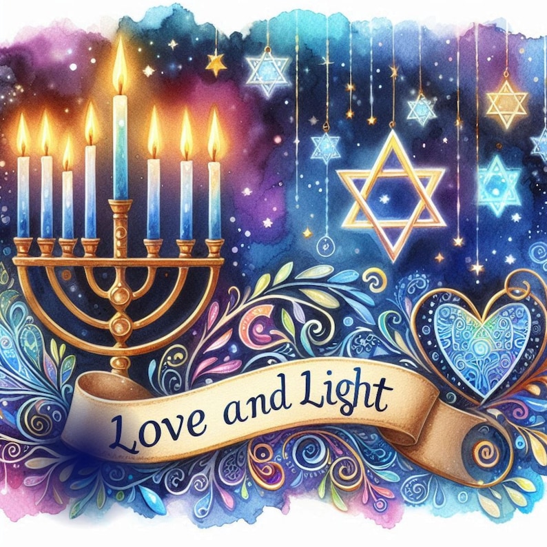 Beautiful Hanukkah, Love and Light Images, Use for Apparel, Cards ...