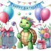 Cute Happy Birthday Turtles, Use for Nursery or Kid's Room, Apparel ...