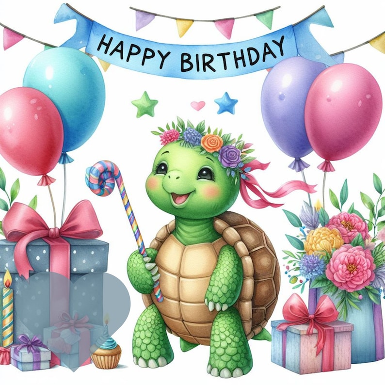 Cute Happy Birthday Turtles, Use for Nursery or Kid's Room, Apparel ...