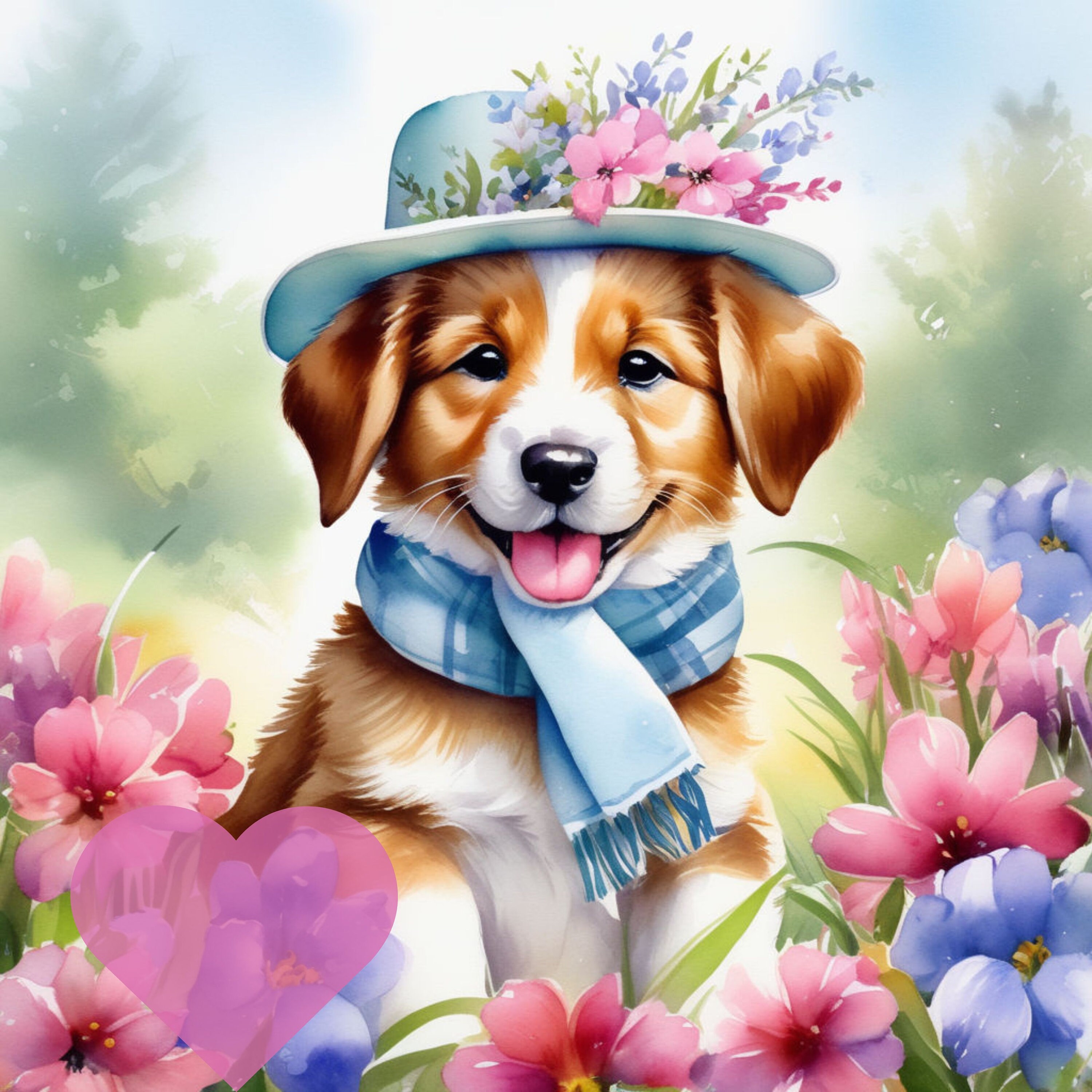 Puppy Love, Precious Puppy Clipart, Use for Cards, Wall Art, Apparel ...