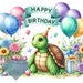 Cute Happy Birthday Turtles, Use for Nursery or Kid's Room, Apparel ...