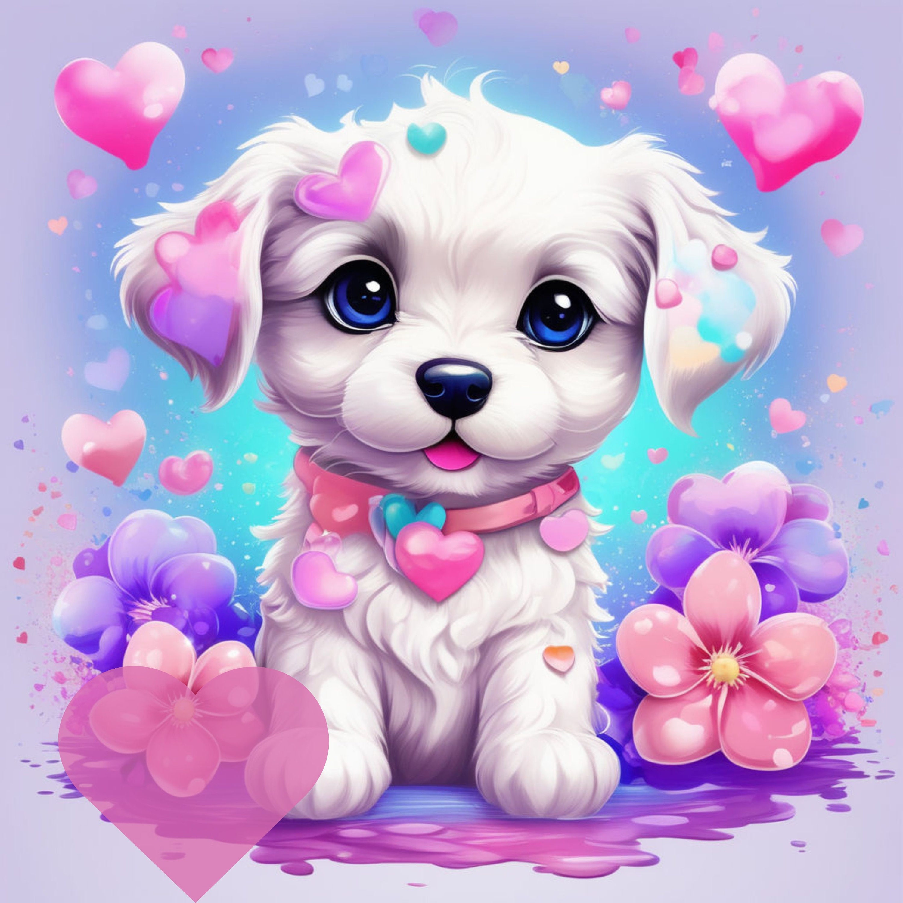 Puppy Love, Precious Puppy Clipart, Use for Cards, Wall Art, Apparel ...
