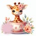 Adorable Giraffe in a Teacup Clipart, Use for Cards, Wall Art, Apparel ...