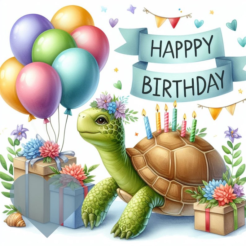 Cute Happy Birthday Turtles, Use for Nursery or Kid's Room, Apparel, Cards, Stickers and Other ...