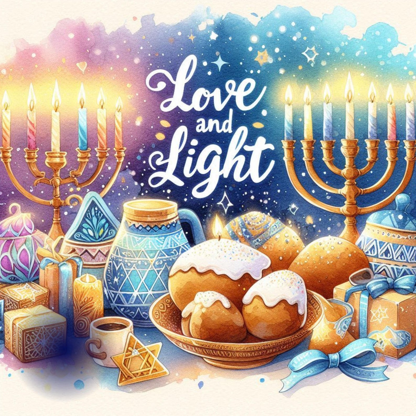 Beautiful Hanukkah, Love and Light Images, Use for Apparel, Cards ...