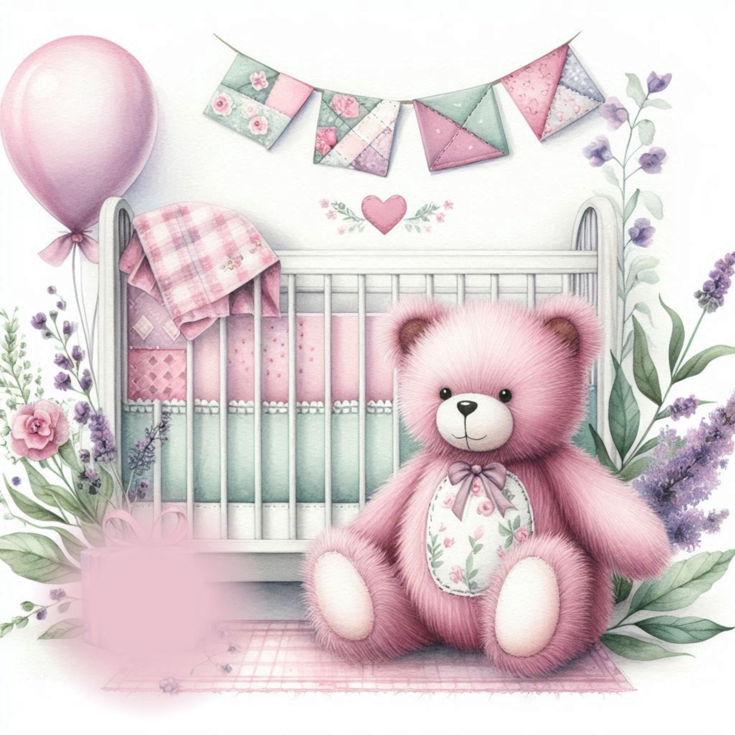 Adorable Patchwork Teddy Bears, Use for Cards, Nursery Wall Art ...