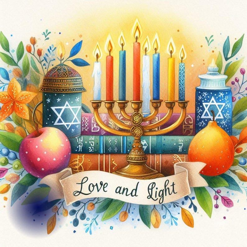 Beautiful Hanukkah, Love and Light Images, Use for Apparel, Cards ...
