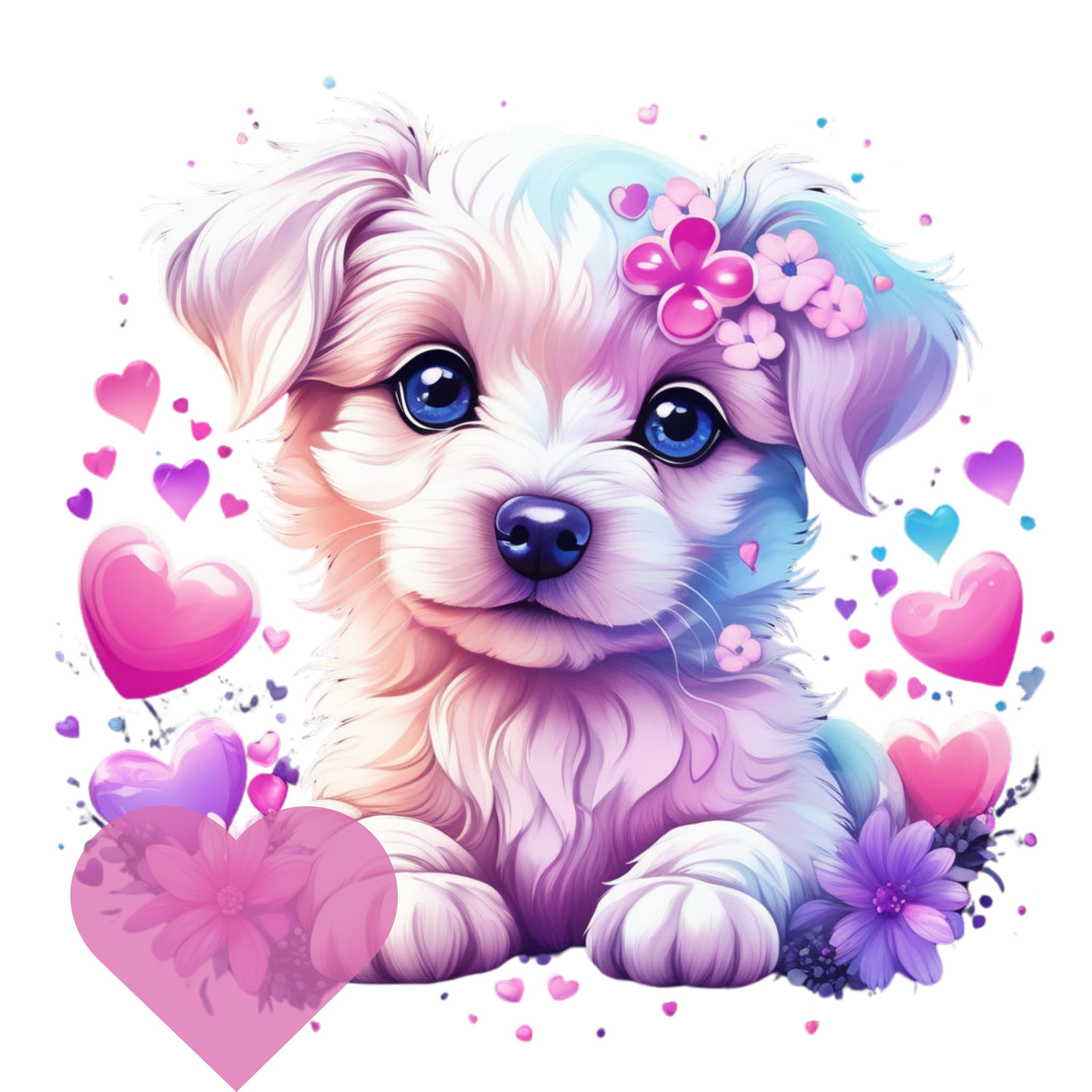 Puppy Love, Precious Puppy Clipart, Use for Cards, Wall Art, Apparel ...