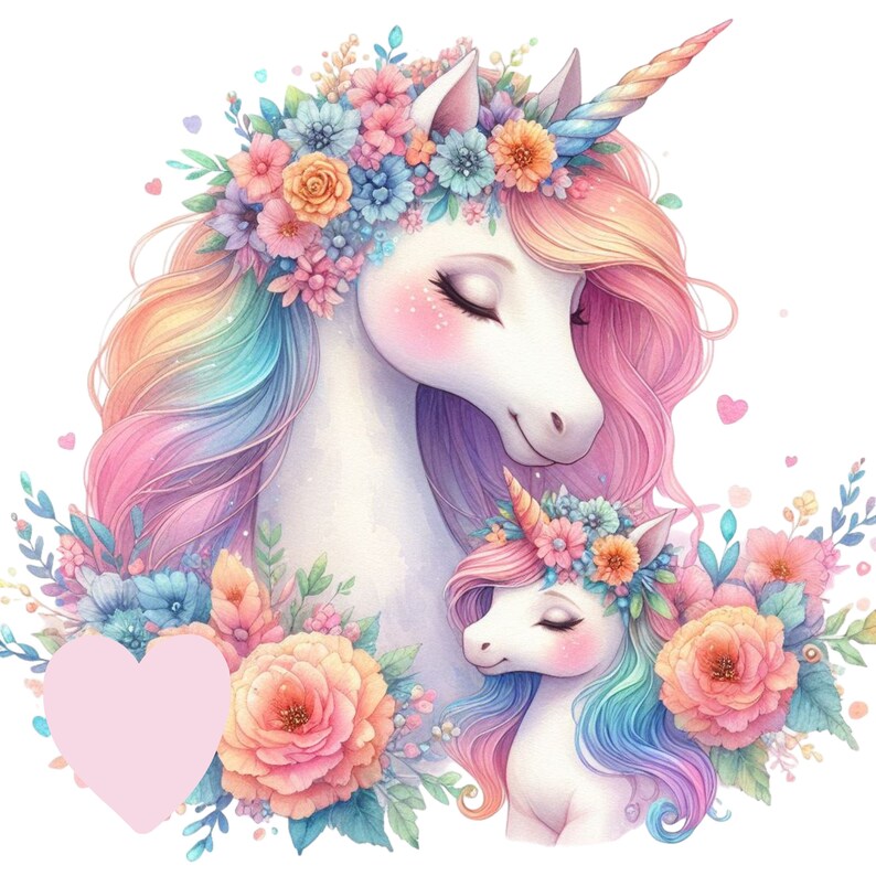 Precious Unicorn Mother and Baby, Digital Download, Use for Wall Art ...