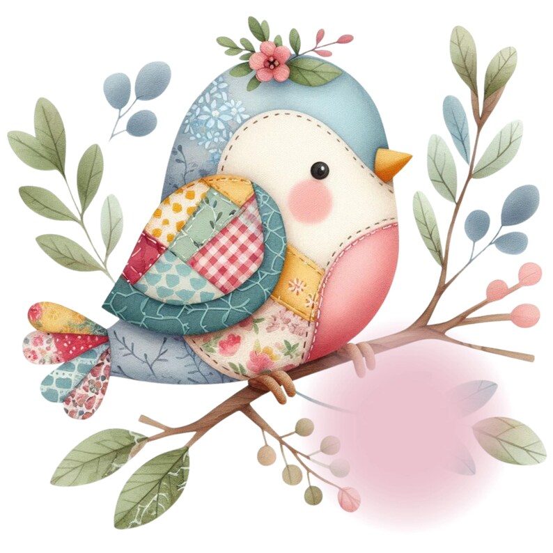 Adorable Patchwork Birds, Use for Cards, Nursery Wall Art, Apparel ...