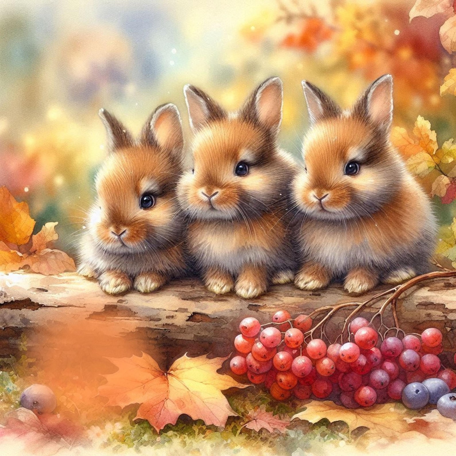 Adorable Autumn Bunnies, Use for Cards, Nursery Wall Art, Apparel ...