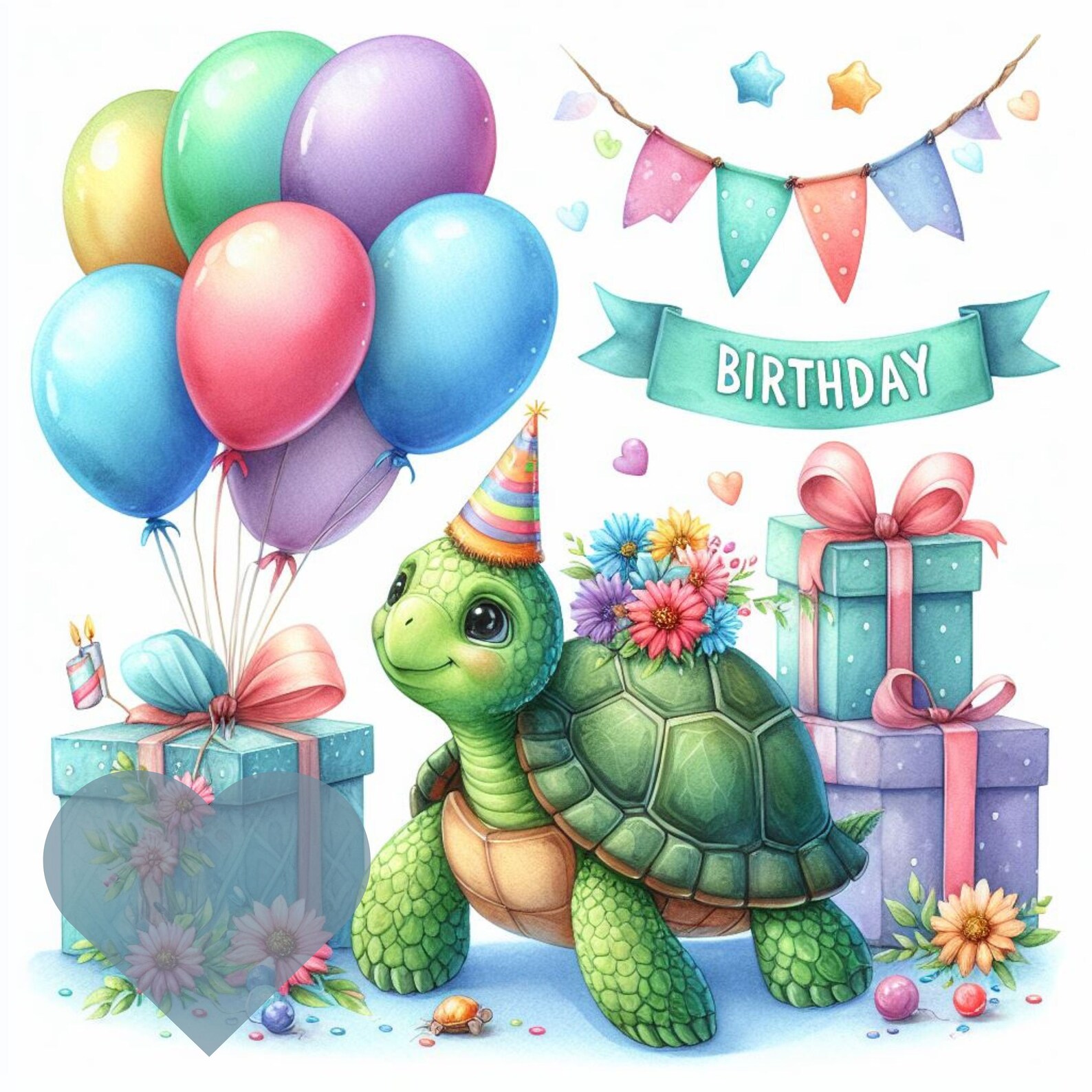 Cute Happy Birthday Turtles, Use for Nursery or Kid's Room, Apparel ...