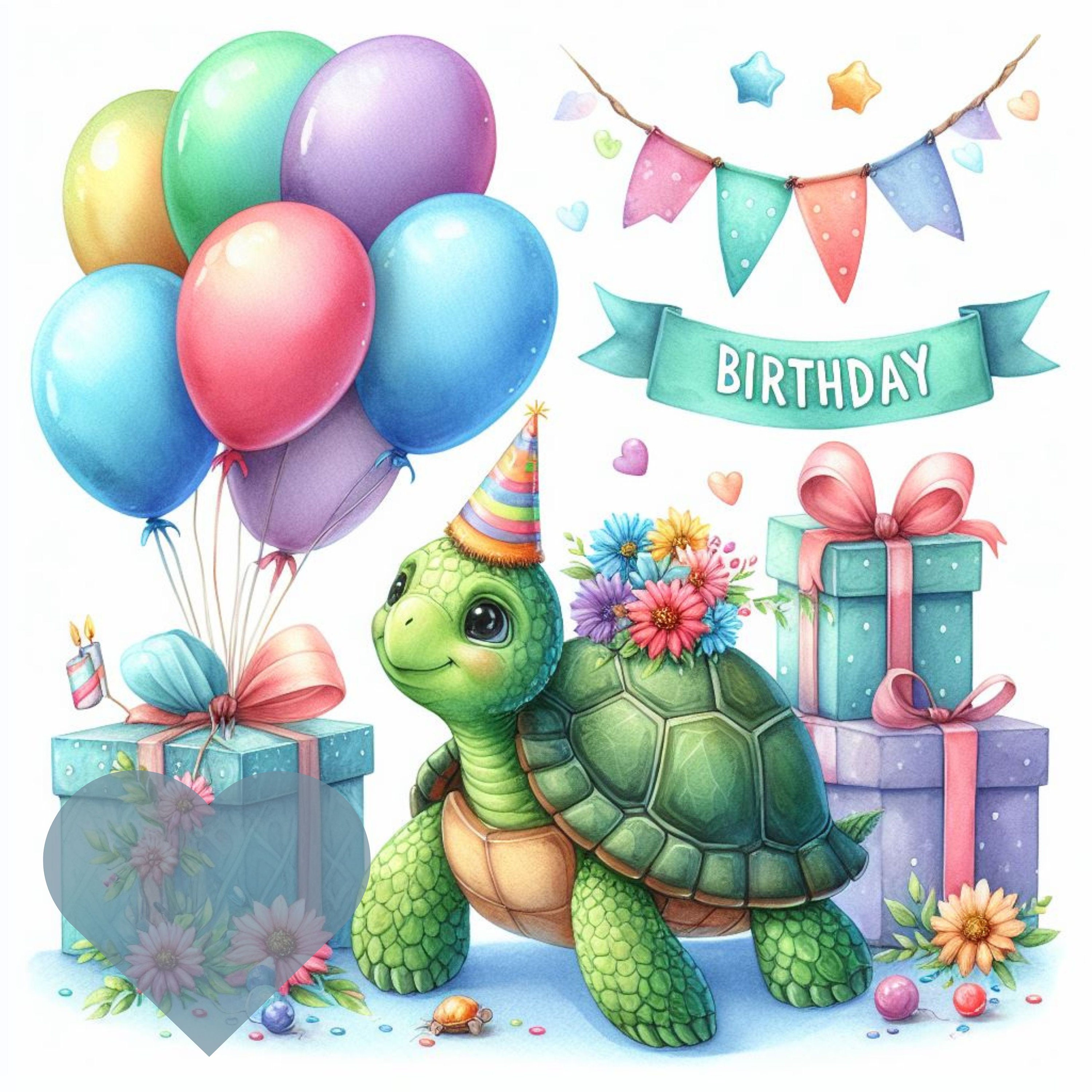 Cute Happy Birthday Turtles, Use for Nursery or Kid's Room, Apparel ...