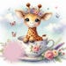 Adorable Giraffe in a Teacup Clipart, Use for Cards, Wall Art, Apparel ...