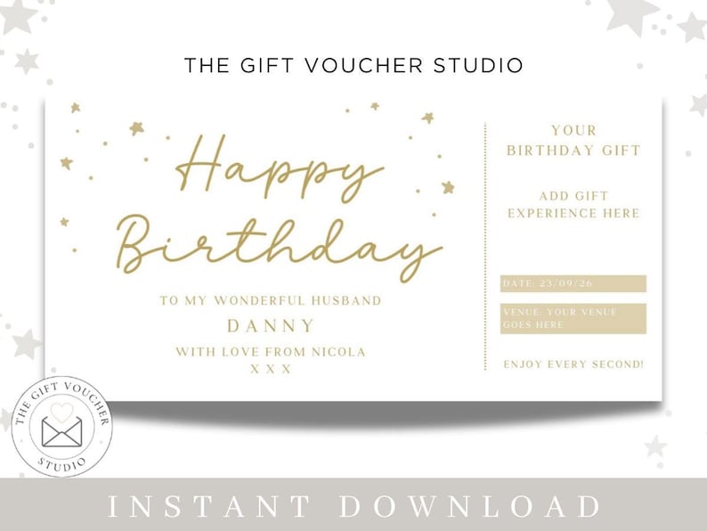 Editable Birthday Gift Voucher Template – Personalised Experience Gift ...