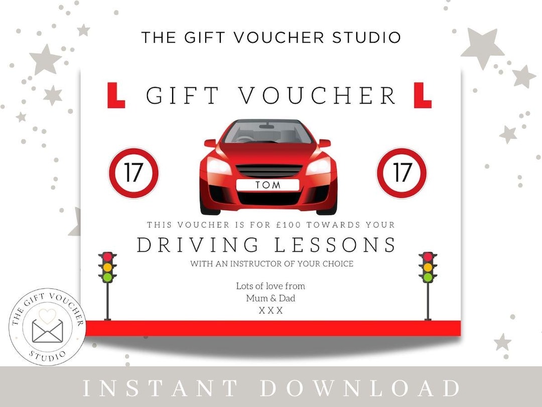 Editable Driving Lesson Gift Voucher | Printable Gift Certificate ...