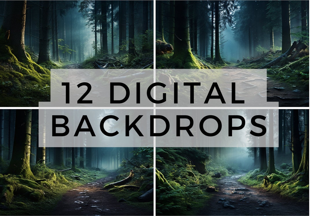12 Mystical Woods, Nature Digital Backdrops, Forest Backdrop Overlays ...