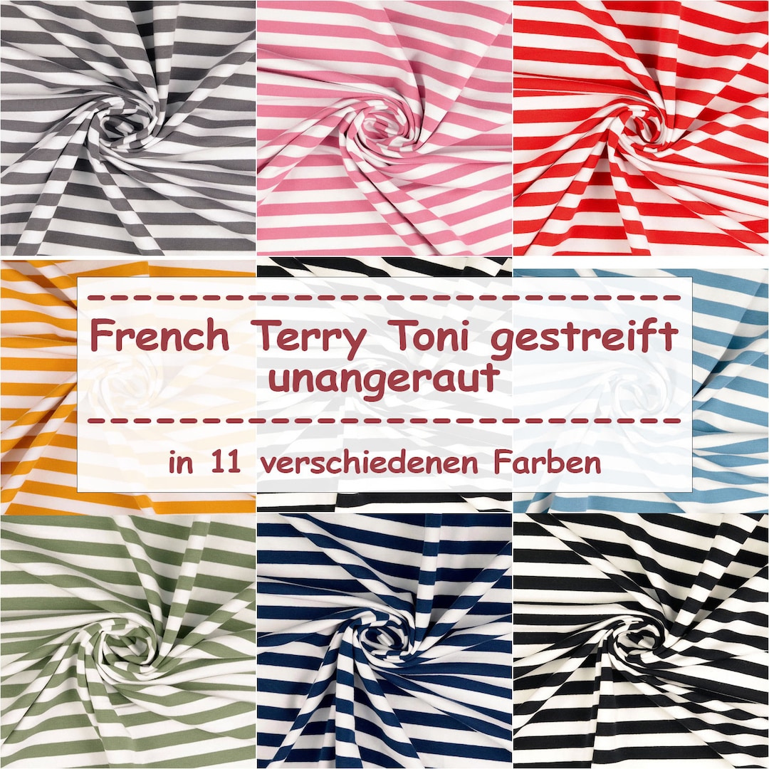 French Terry Stoff / Sommersweat Toni gestreift, unangeraut (Meterware ab 0,50m) - Etsy.de