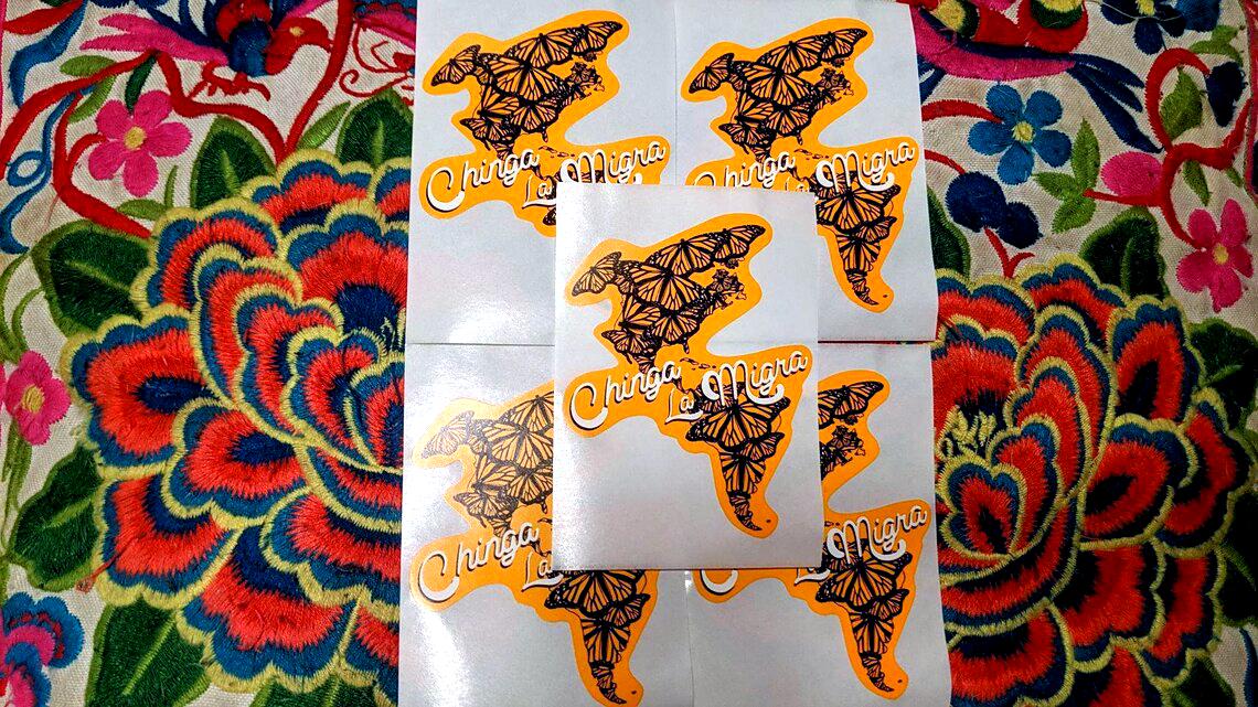 Eggshell Sticker: Chinga La Migra (3"x2.4"), 1 or Packs of 5/10/25/50 ...