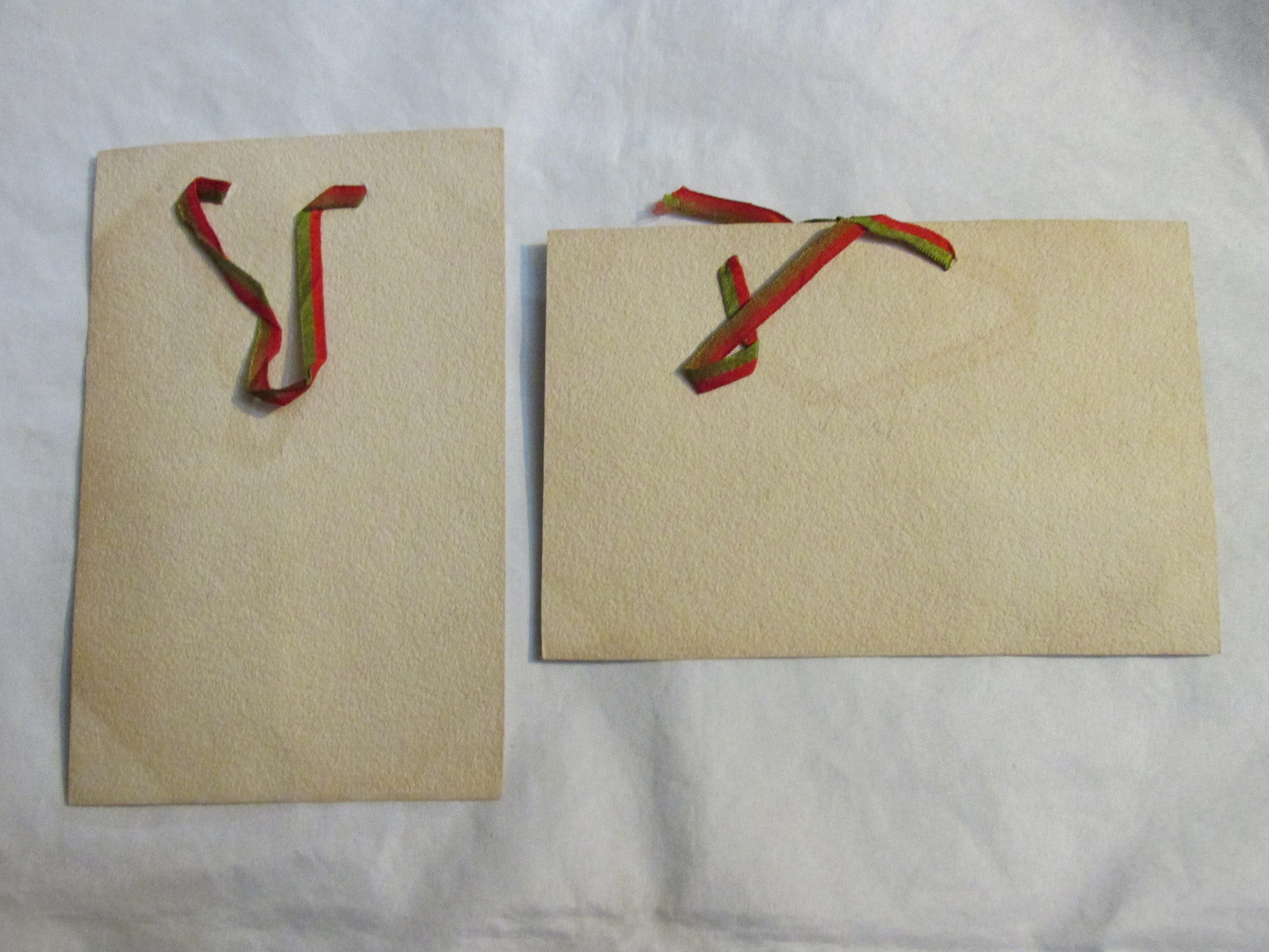 Antique Pen & Colored Ink Art Postcards (2) With Attached Ribbons for ...