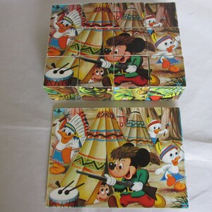Vintage Disney Mickey Mouse Puzzle Blocks in Original Handled Box - 6 ...