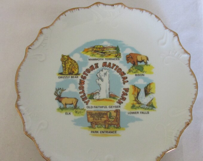 Vintage Yellowstone National Park 8" Collector Plate - Bright Colorful ...