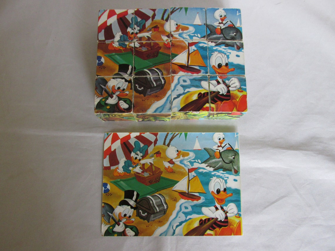 Vintage Disney Mickey Mouse Puzzle Blocks in Original Handled - Etsy