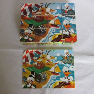 Vintage Disney Mickey Mouse Puzzle Blocks in Original Handled Box - 6 ...