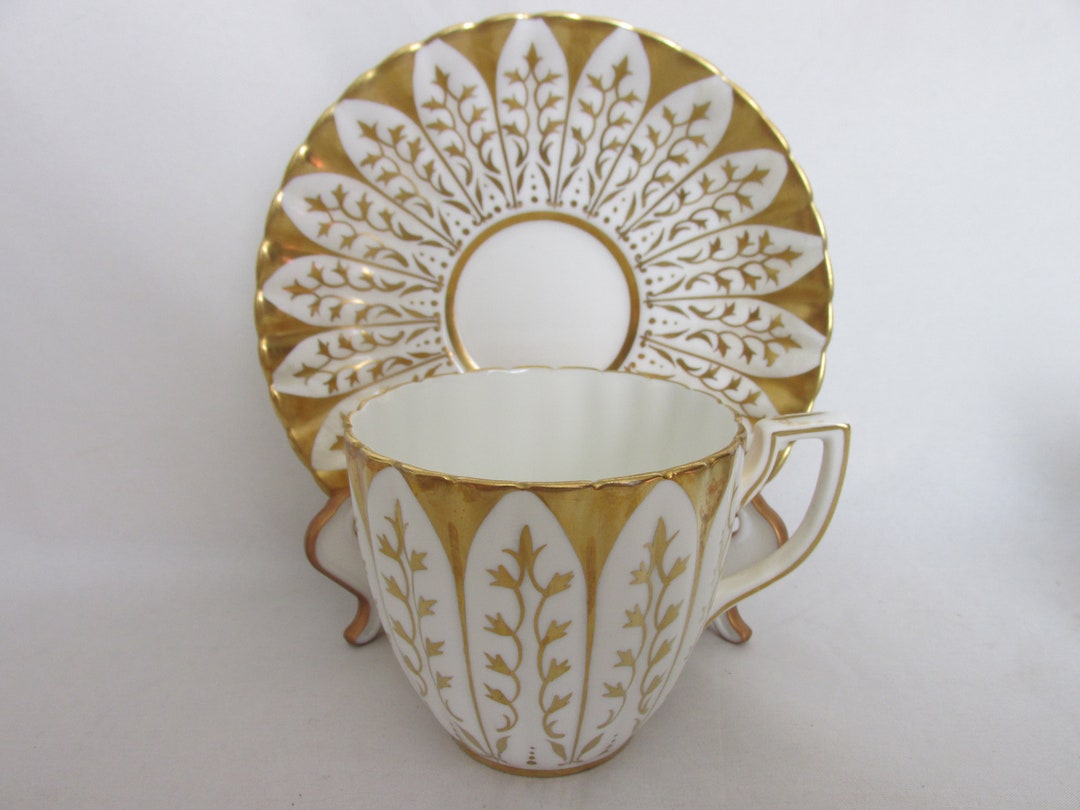 Vintage Royal Chelsea English Bone China Cup & Saucer - Gold Leafy ...