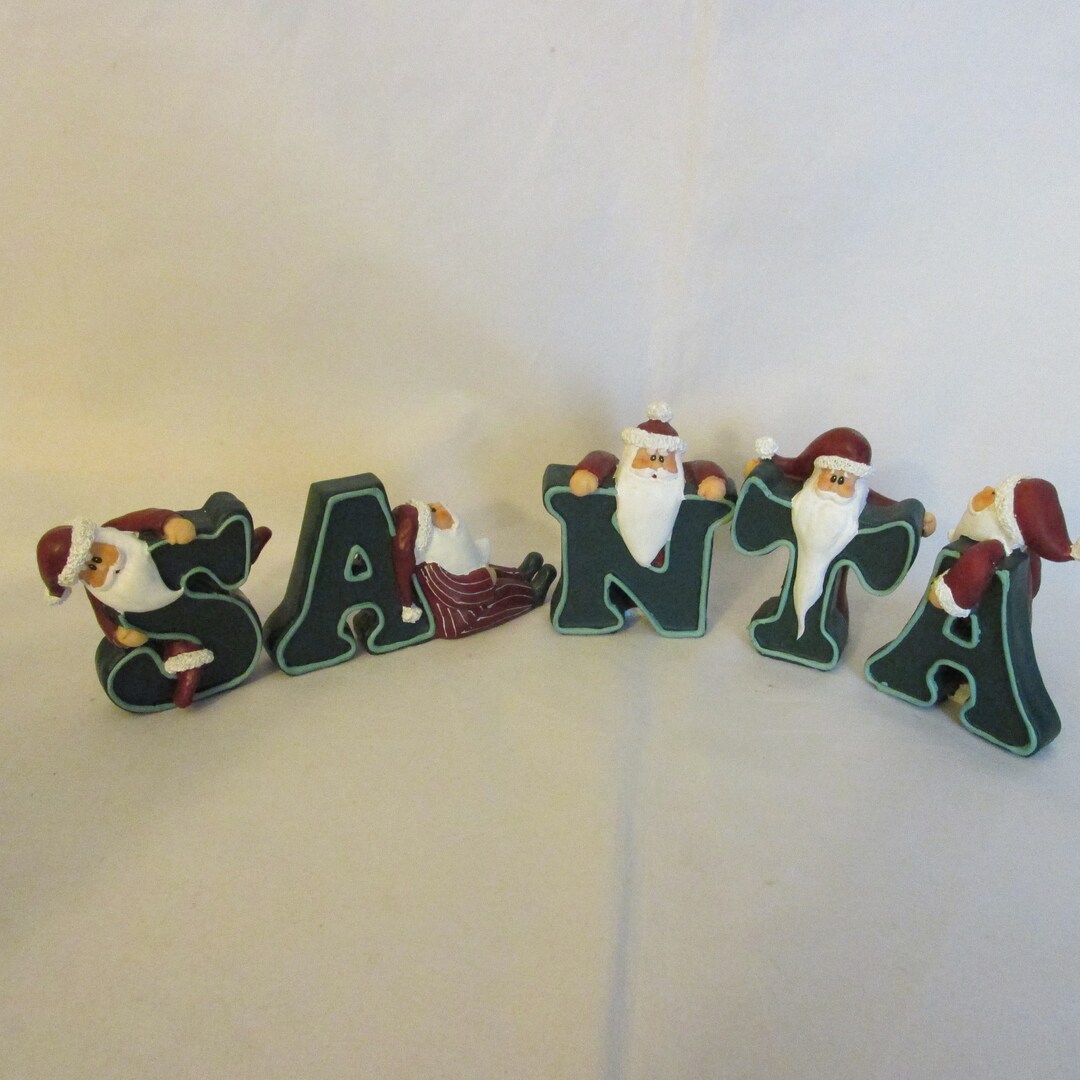 Santa Figurines With Letters Spelling SANTA Five Different Santa Poses ...
