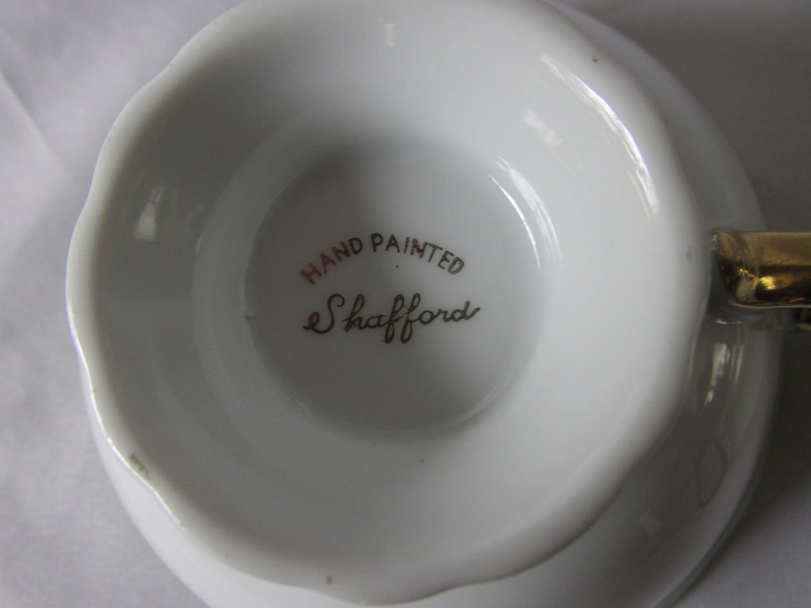Vintage Shafford Japanese Bone China Footed Cup & Saucer - Bright Green ...