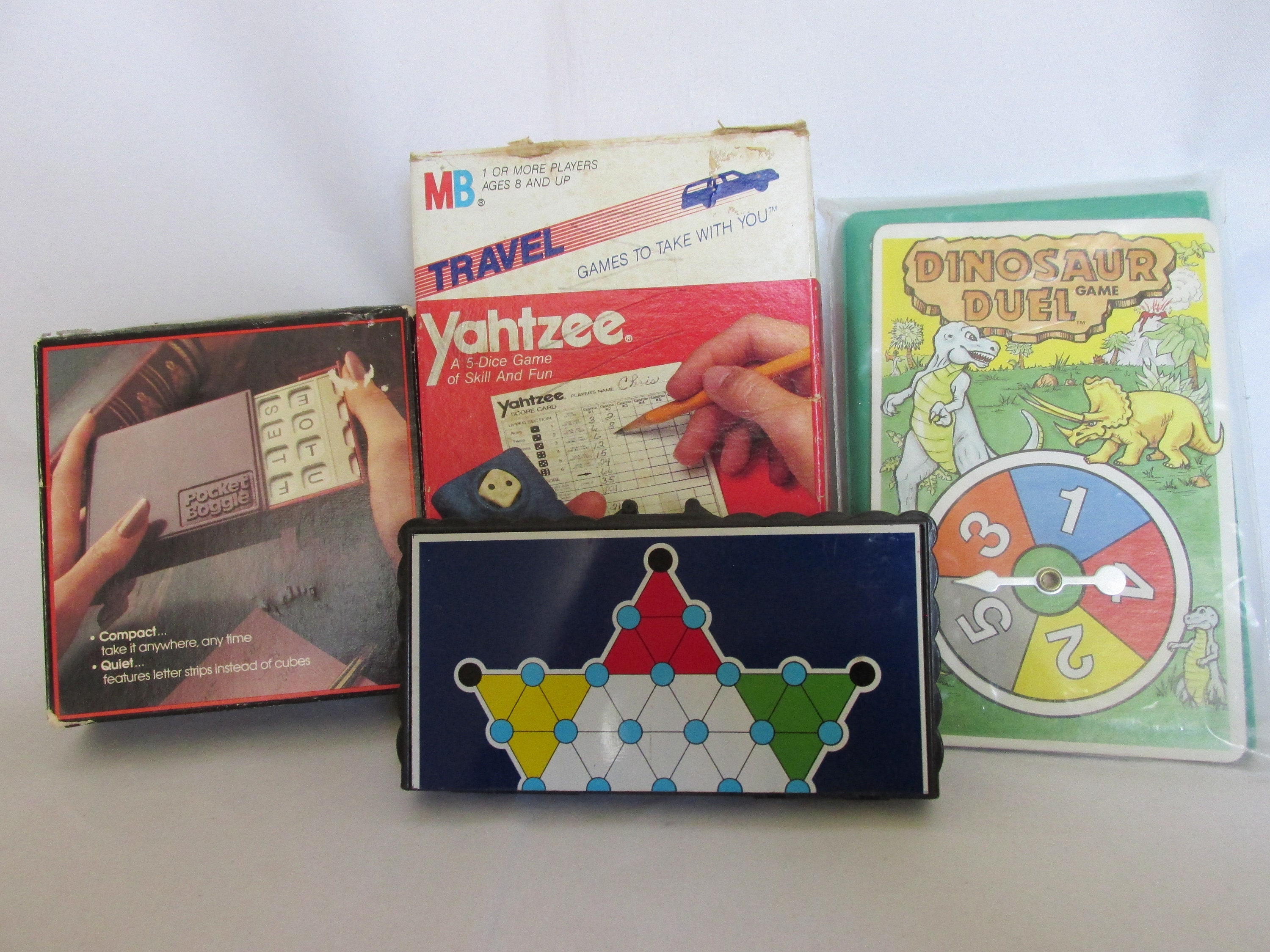 Four Vintage Travel Games Pocket Boggle, Travel Yahtzee, Magnetic ...