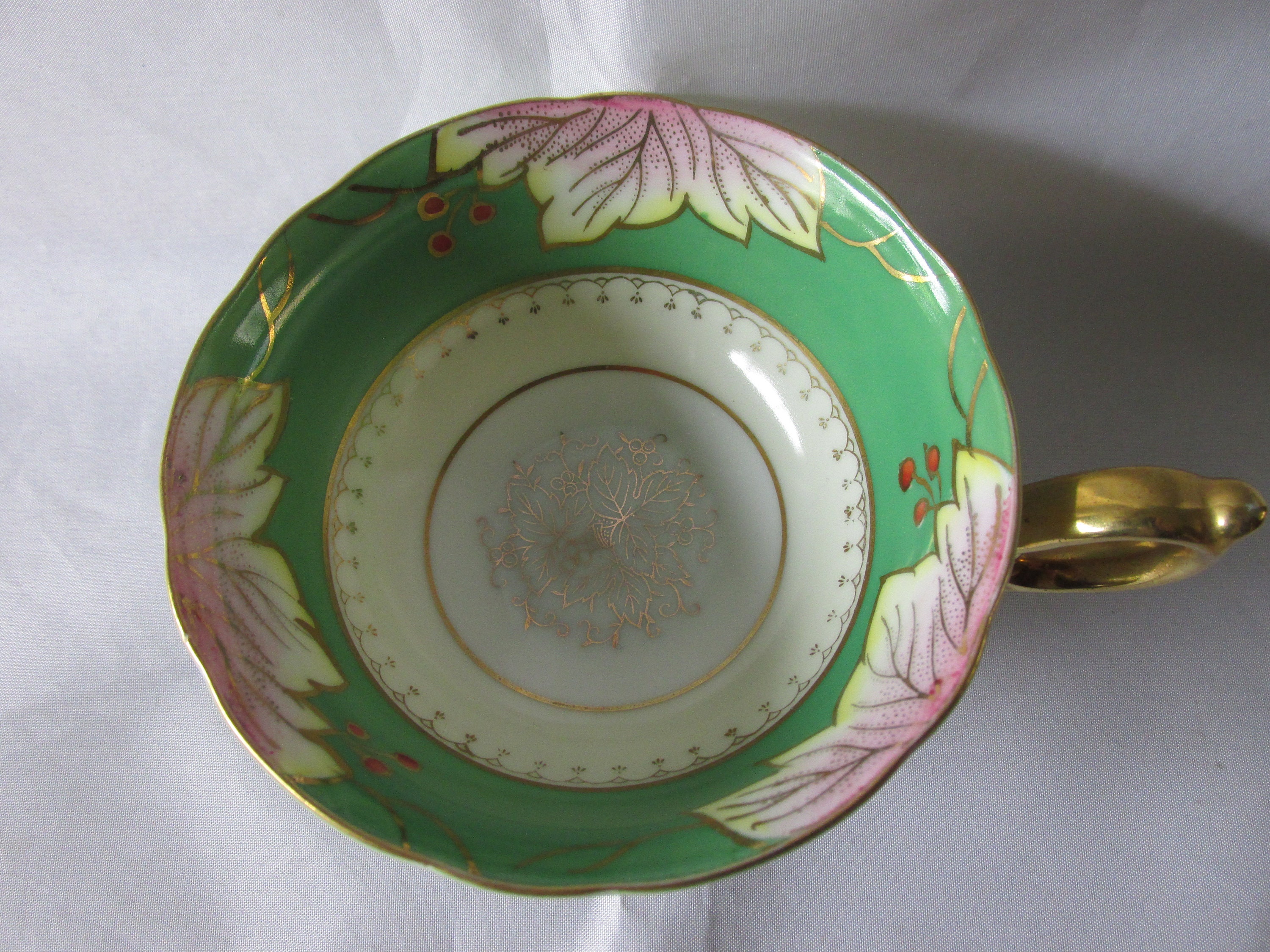Vintage Shafford Japanese Bone China Footed Cup & Saucer - Bright Green ...