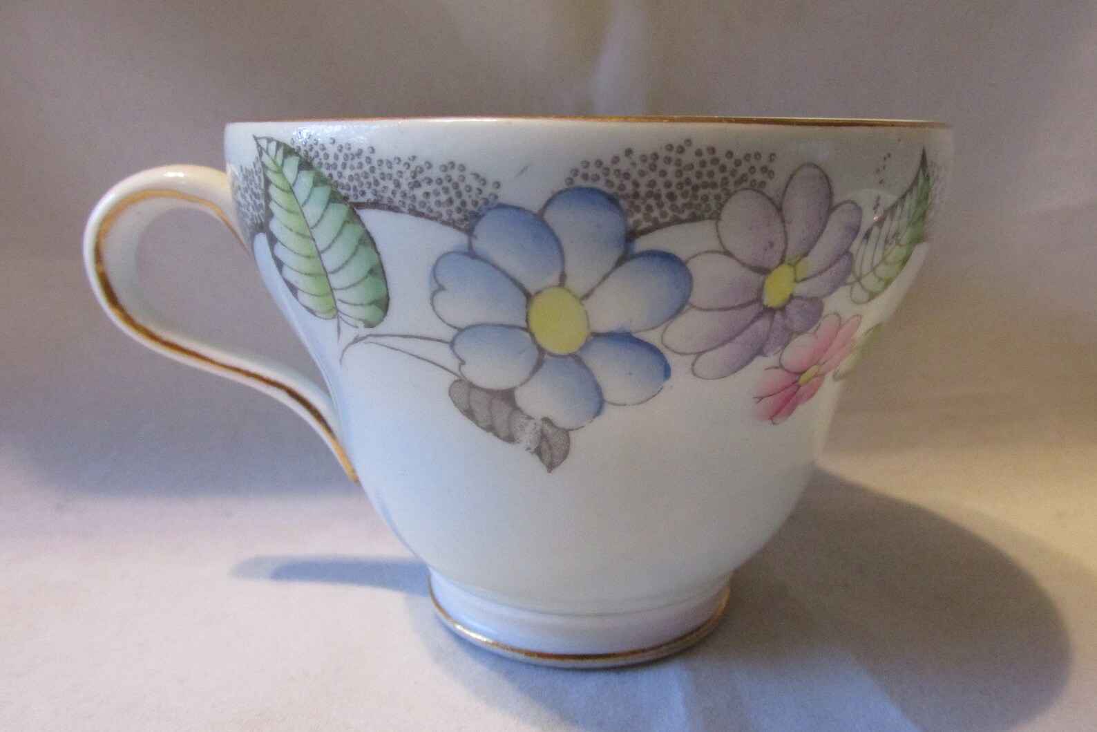 Vintage Foley English Bone China Cup & Saucer, 1930s - Pink and Blue ...