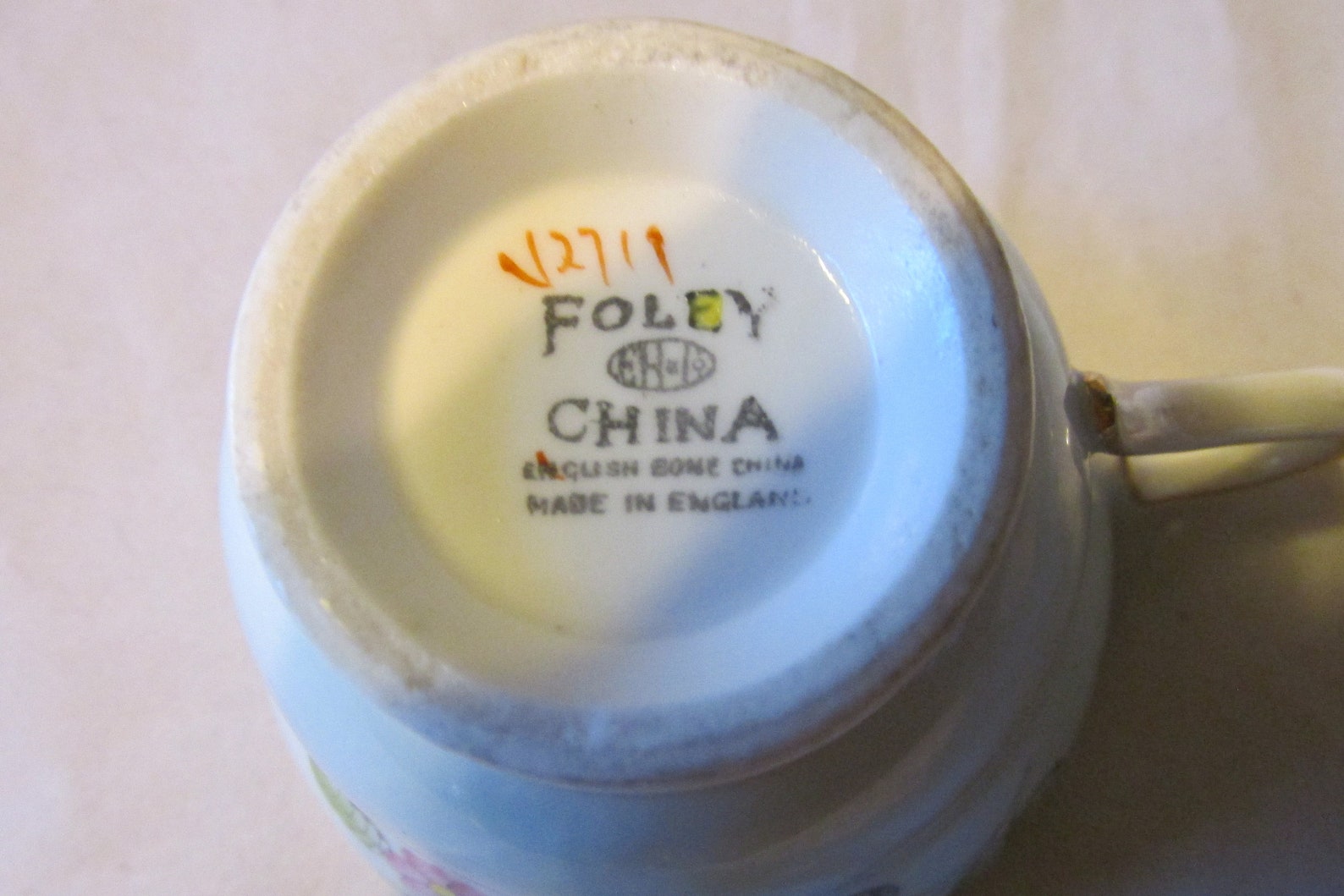 Vintage Foley English Bone China Cup & Saucer, 1930s Pink and Blue ...