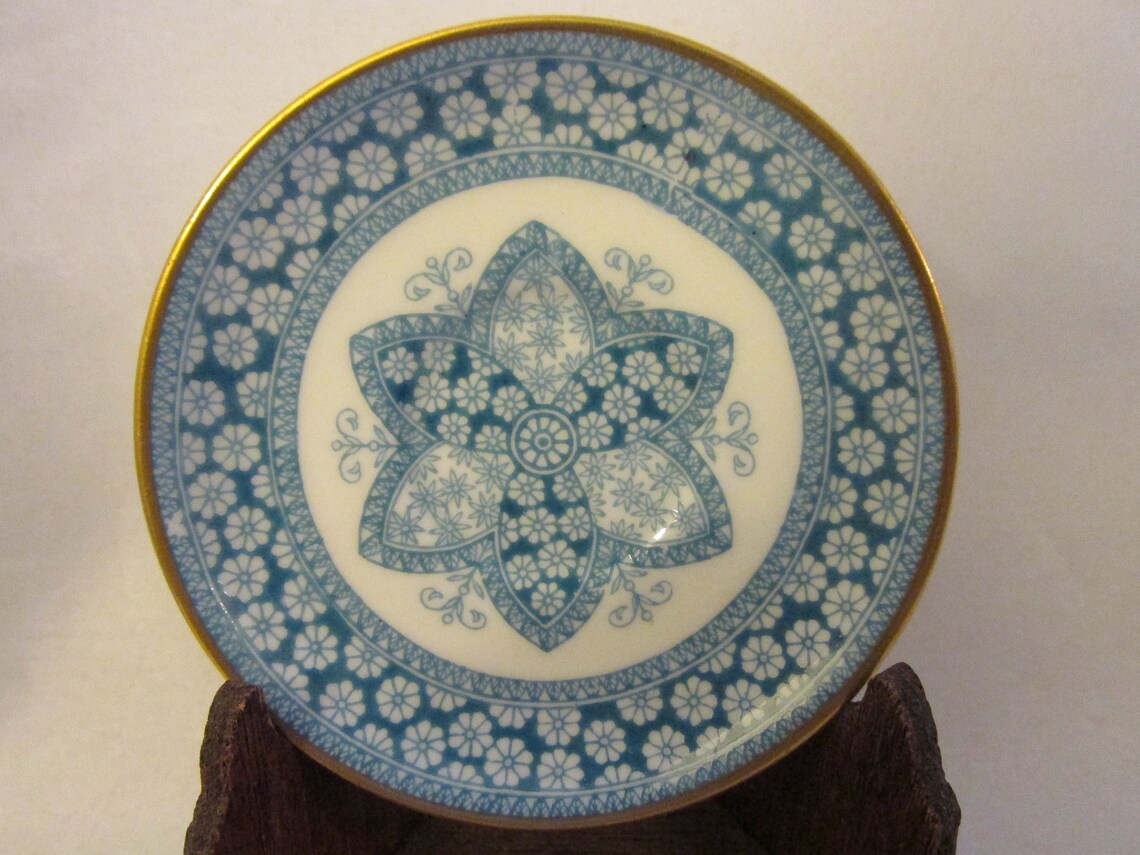 Vintage Spode English Bone China Miniature Cup & Saucer Turquoise ...